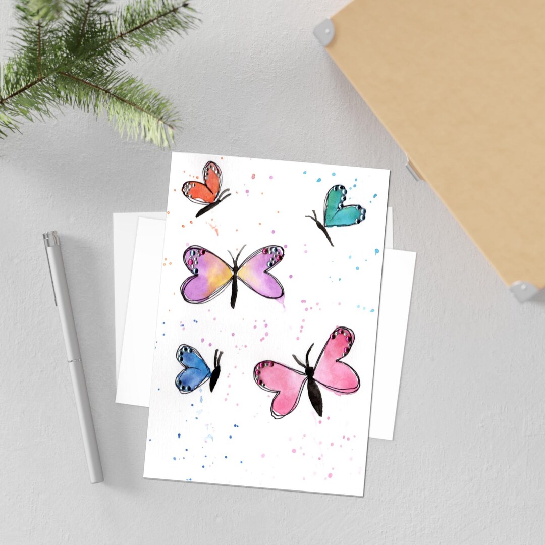 Watercolor Butterfly Card, Nature Art Print, Instant Download, Elegant ...