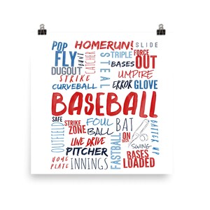 Baseball Word Art Poster, Baseball Fan Decor, Sports Themed Wall Art ...