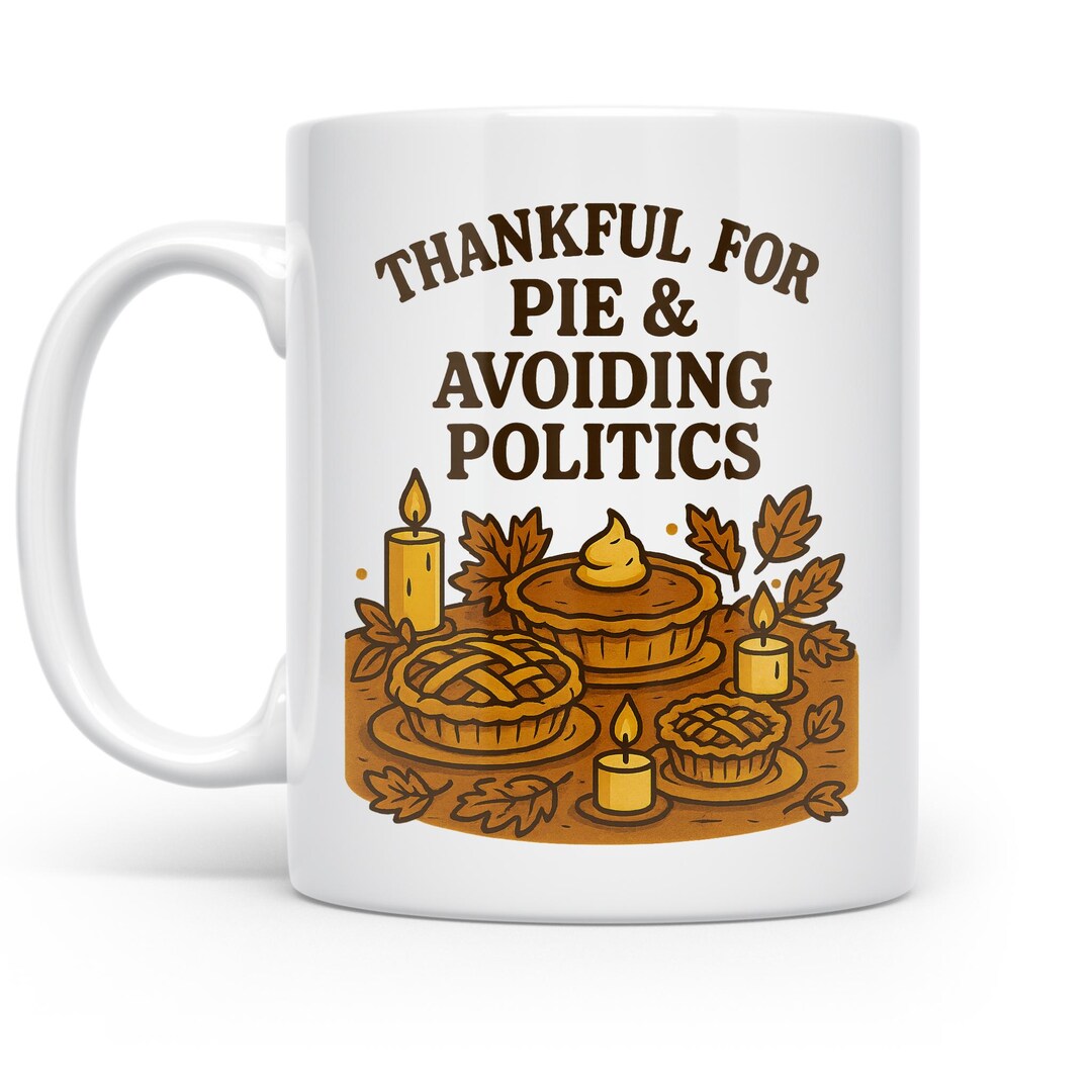 Thankful for Pie Cozy Autumn Mug: Hand Drawn Pies, Warm Rustic Fall ...