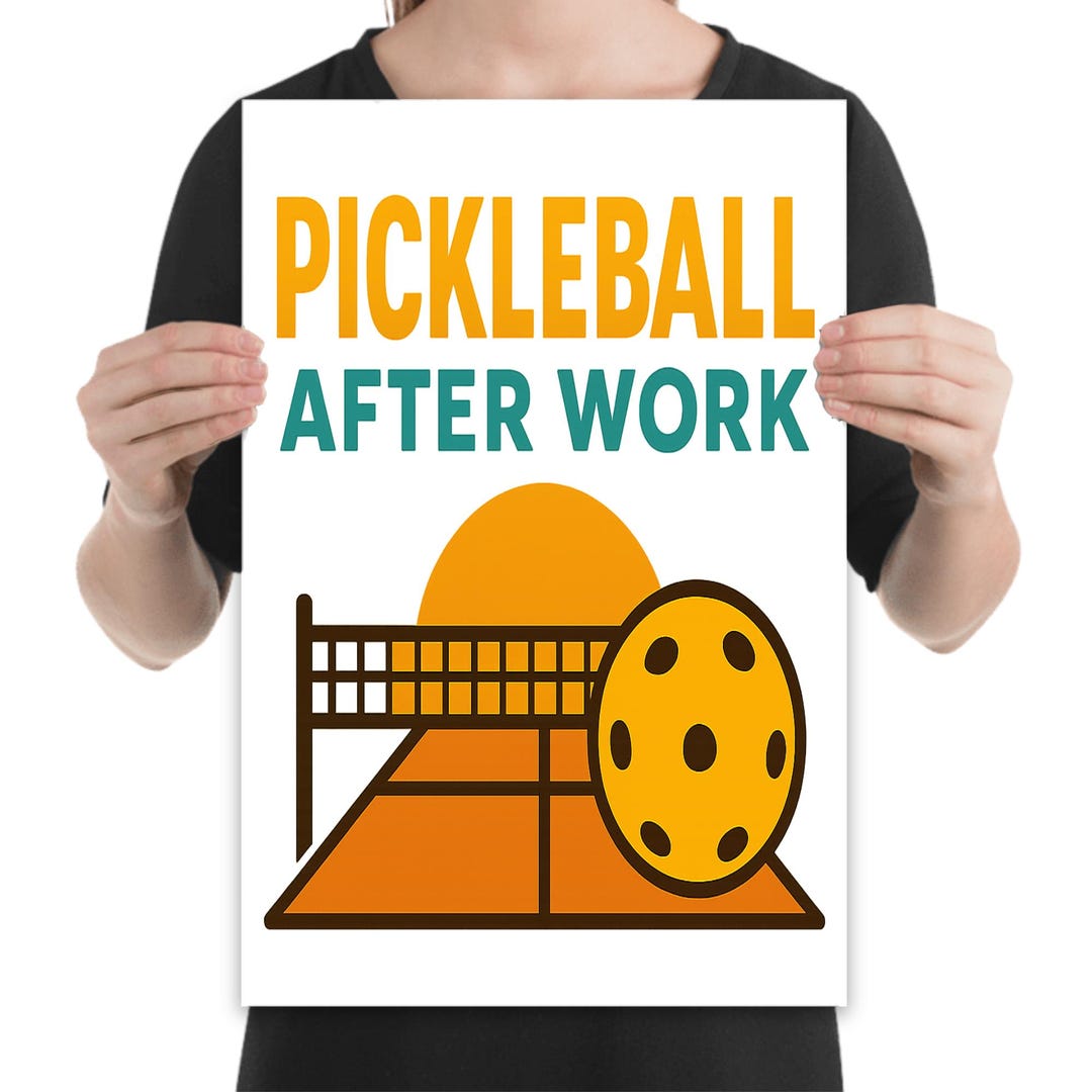 Pickleball Poster, Pickleball After Work Wall Art, Retro Court Sunset ...