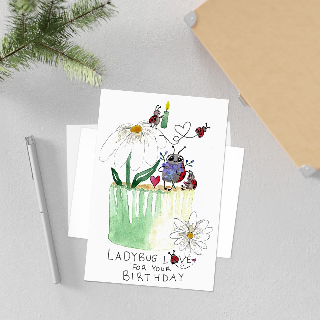 Ladybug Birthday Card, Printable Birthday Card, Digital Download Card ...