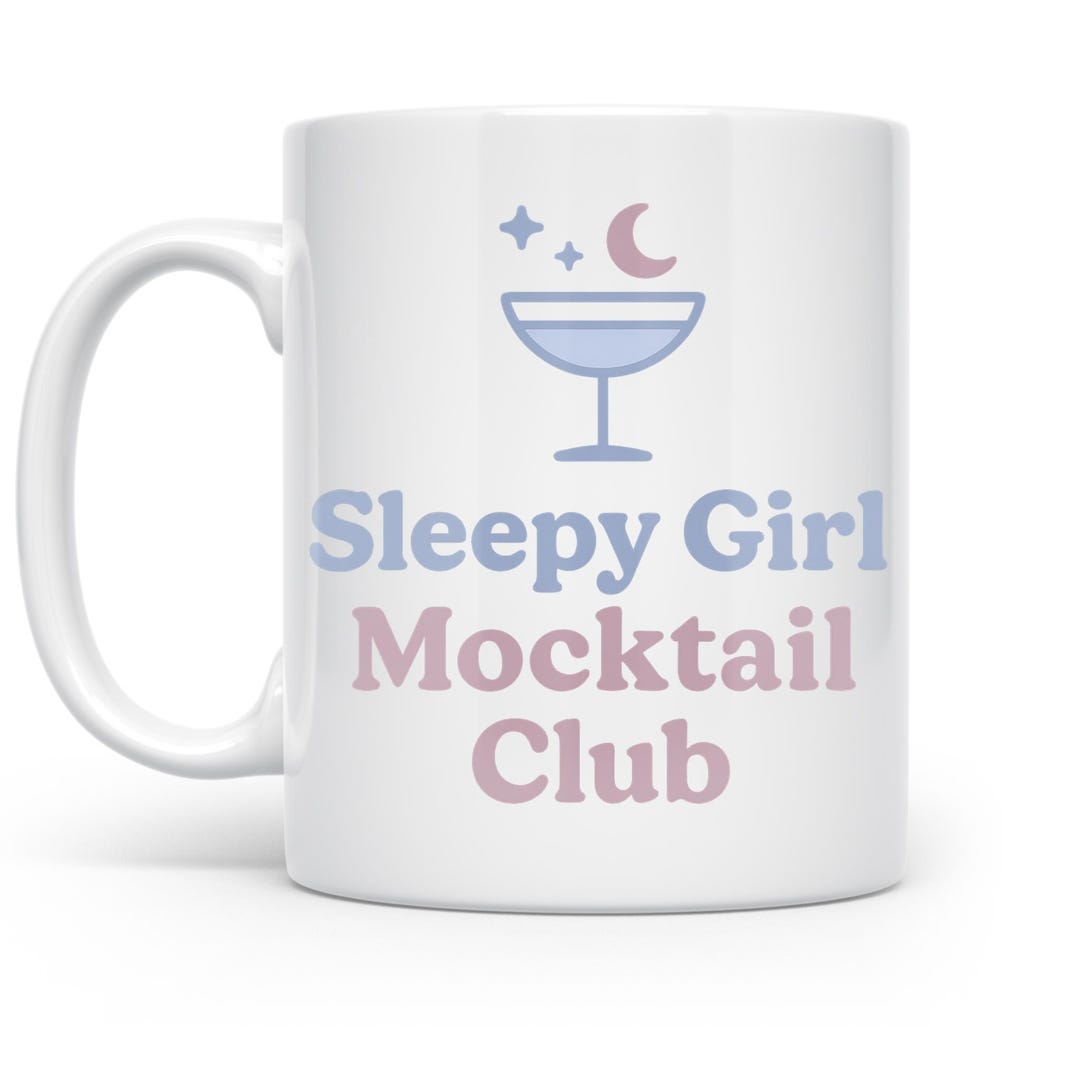 Sleepy Girl Mocktail Mug, Cute Pastel Drinkware, Cozy Nighttime Cup ...