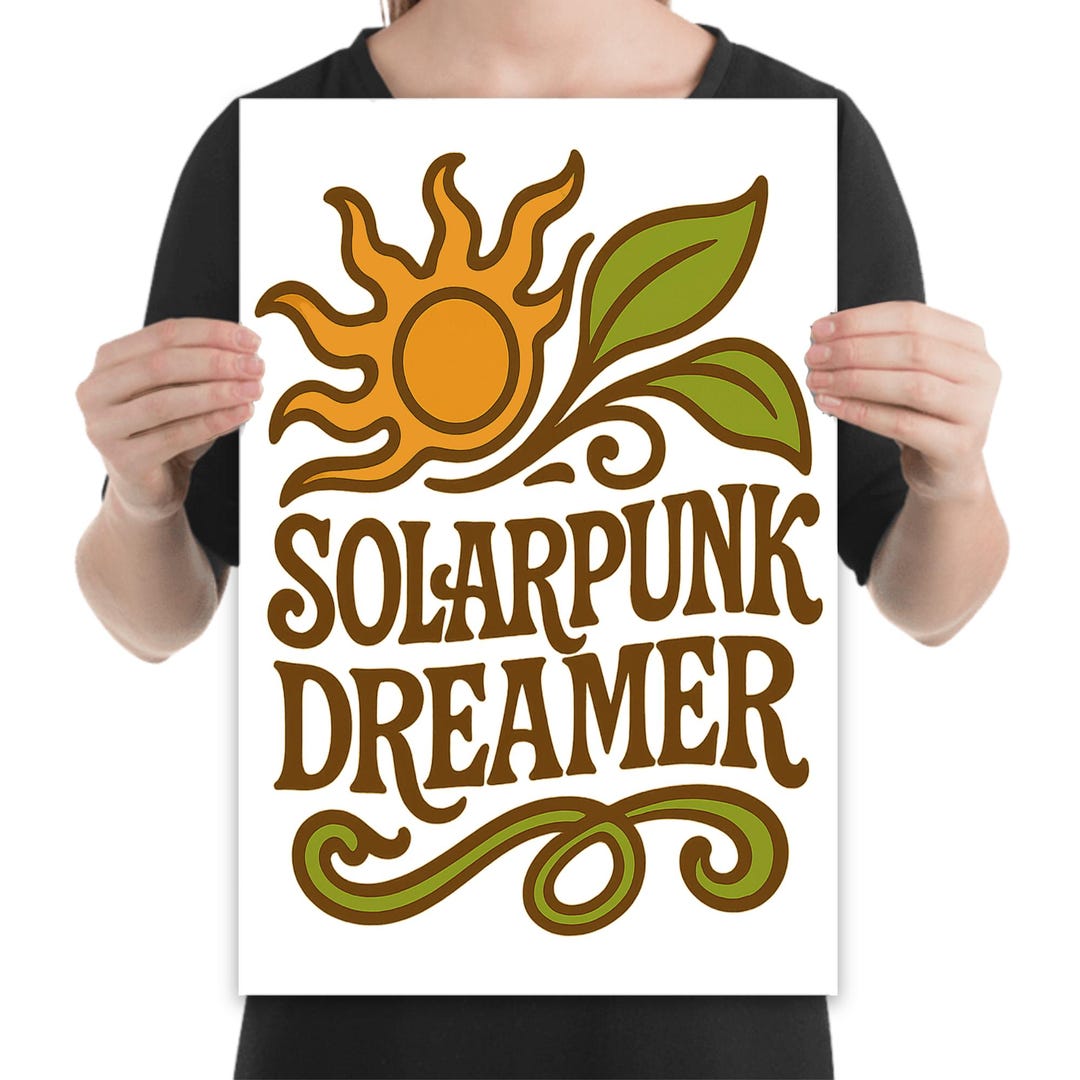 Solarpunk Dreamer Poster, Eco Futurist Art Nouveau Print, Green Tech ...