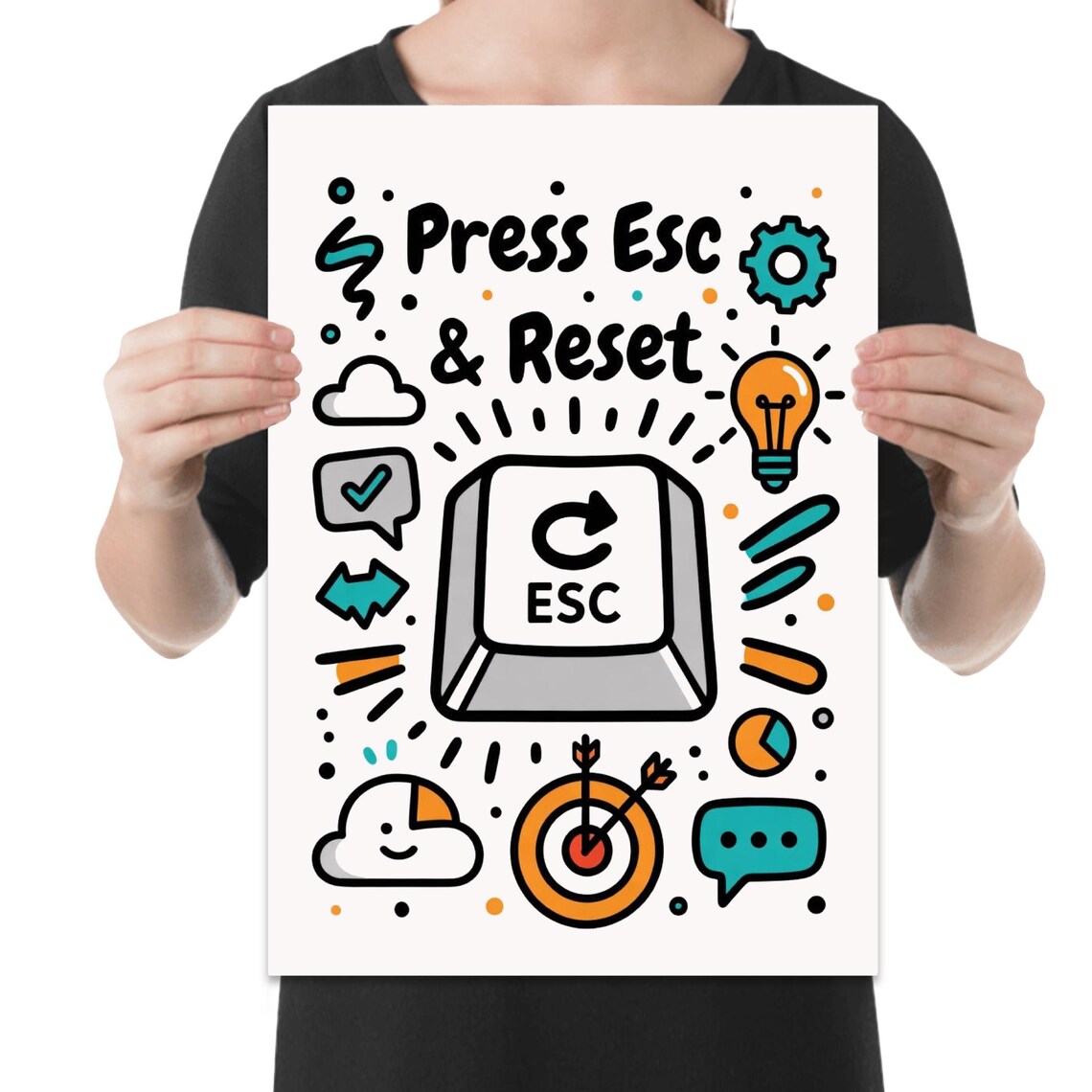 Press Esc Reset Tech Art Print, Playful Escape & Reset Icons (13x19 ...