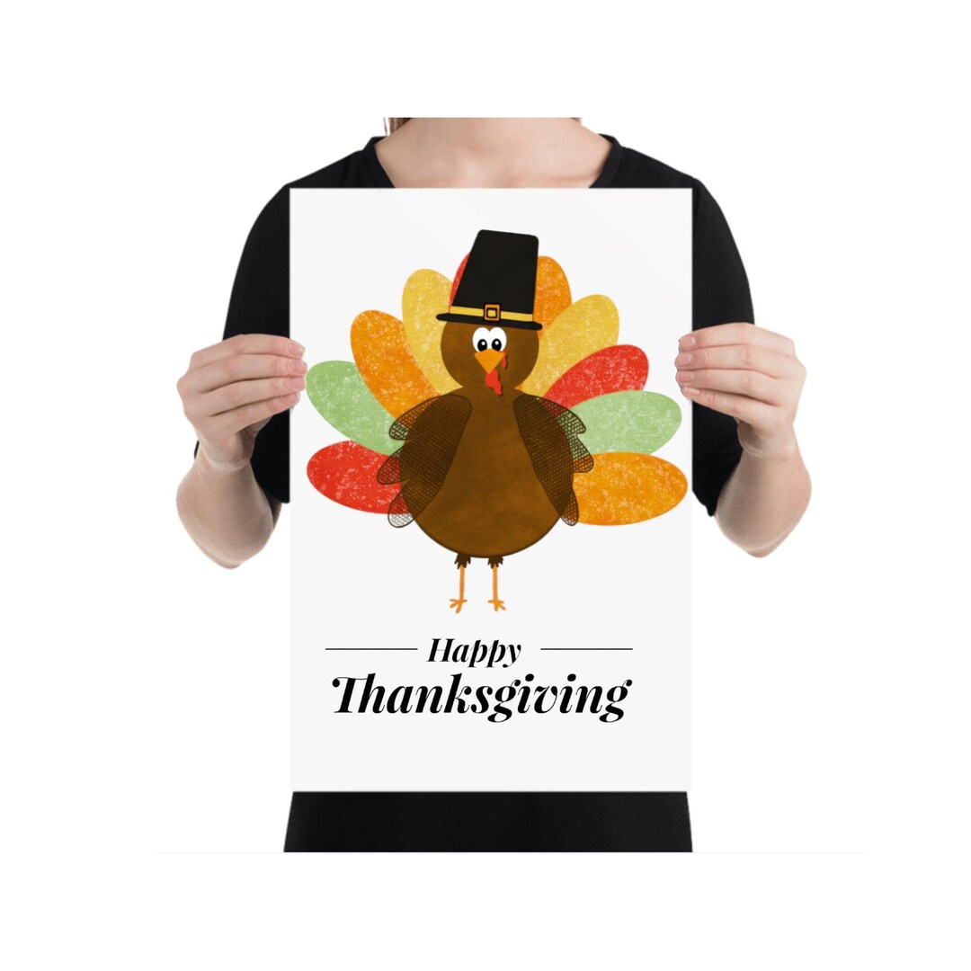 Thanksgiving Poster - Festive Turkey Wall Art - Vivid Colors, Durable ...