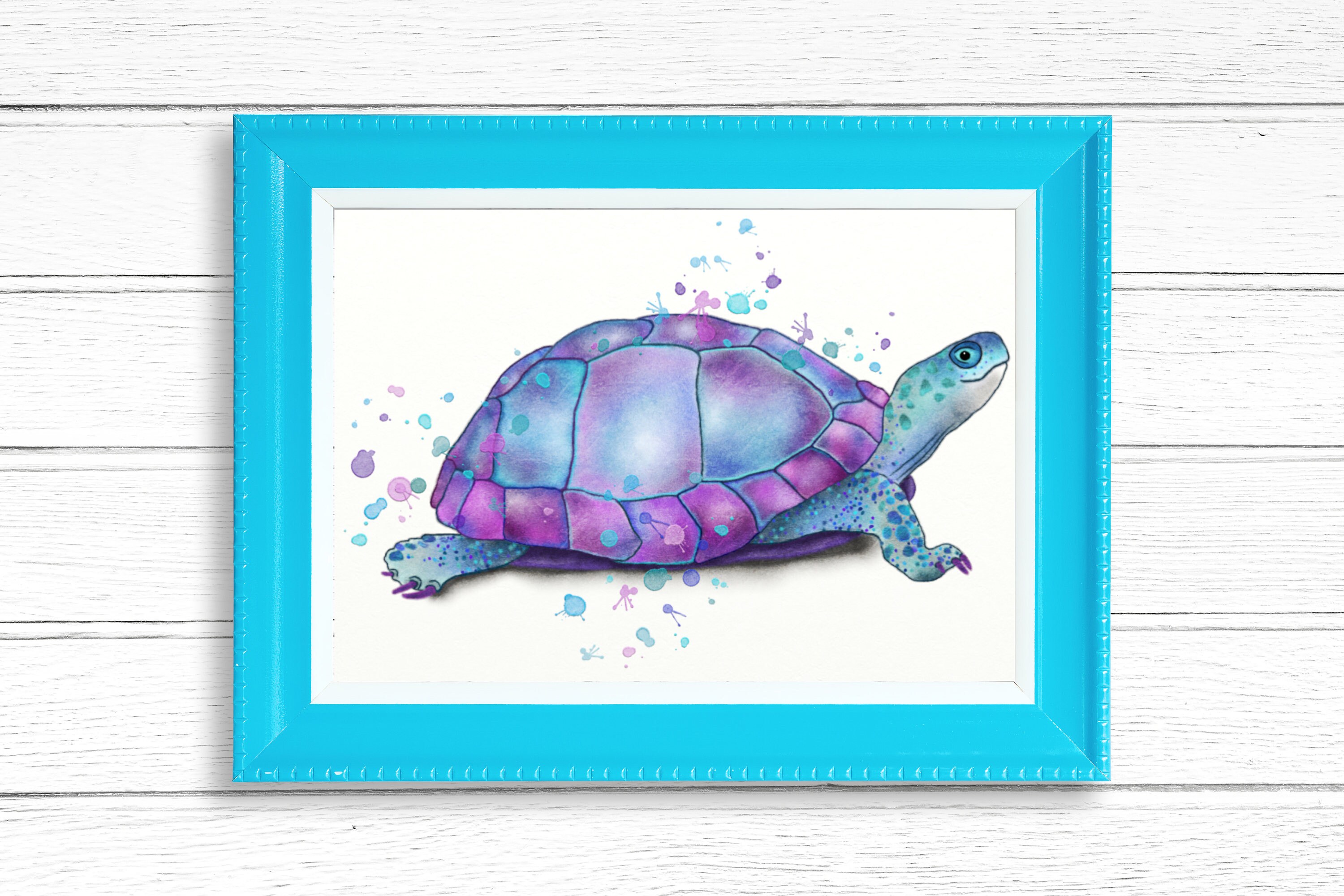 Turtle Art Download Box Turtle Art Colorful Turtle Print | Etsy