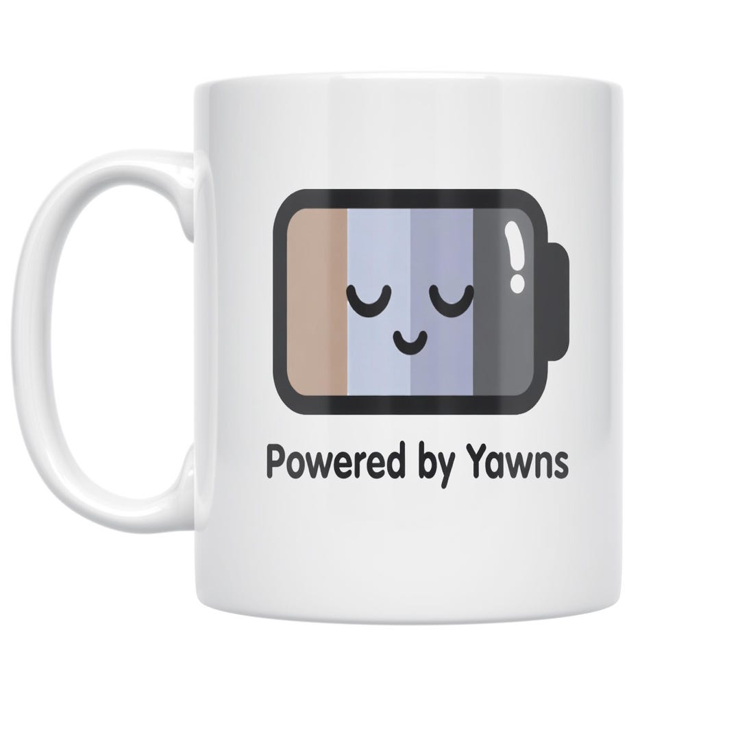 Coffee Lover Mug: Sleepy Battery Icon Design - White Ceramic, 11oz - Etsy