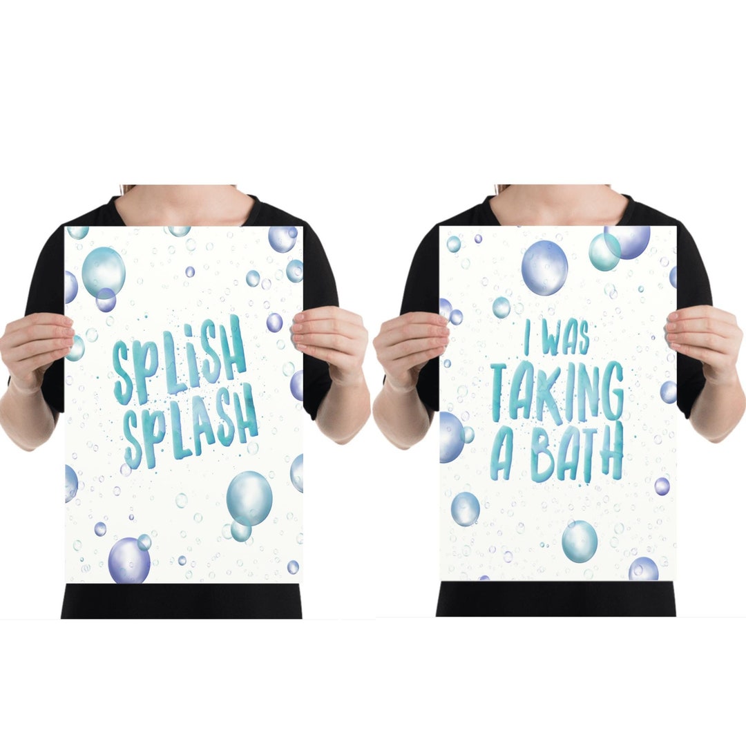 Splish Splash Poster Set, Bathroom Wall Art, Fun Bath Time Decor ...