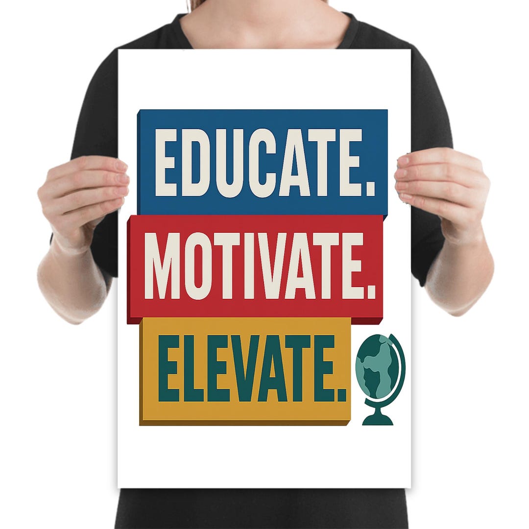 Teacher Classroom Poster Learning Space Decor, Educate Motivate Elevate ...