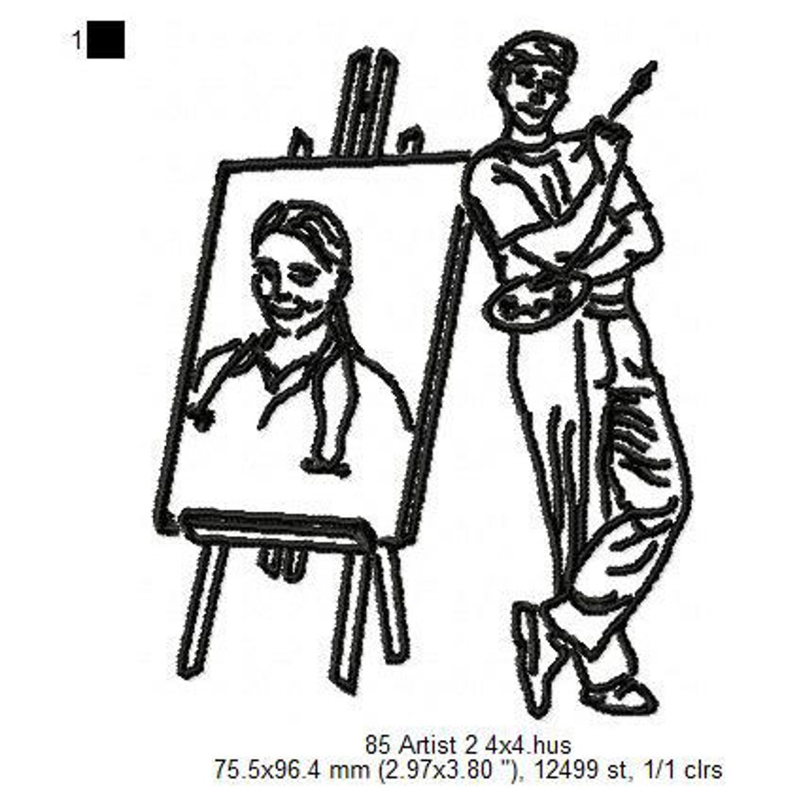 Artist Painter Paintings Outline Line Art Machine Embroidery | Etsy