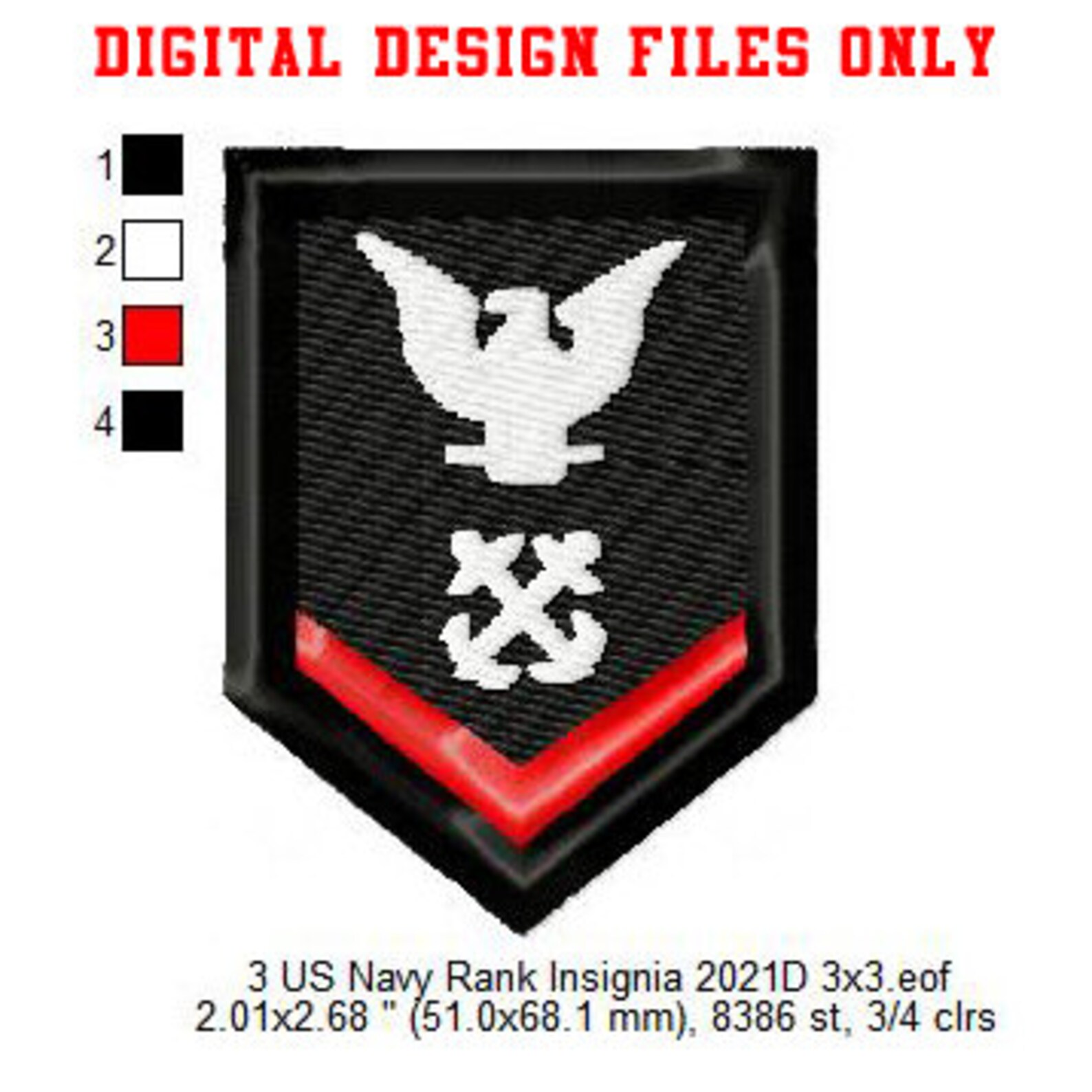 US Navy Rank Insignia Petty Officer Third Class Machine - Etsy