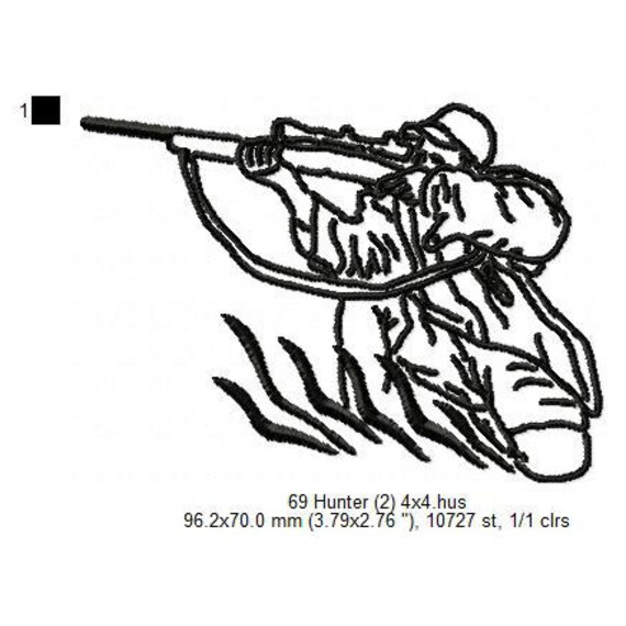 Hunter Duck Hunting Outline Line Art Machine Embroidery | Etsy