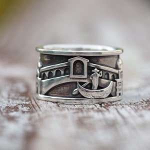 Venice Italy - Blackened Silver Band Ring - Romantic Memento - Etsy