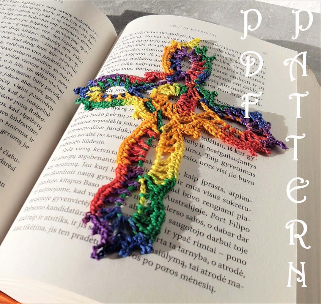 Crochet Multicolor Cross Bookmark PDF Pattern - Etsy