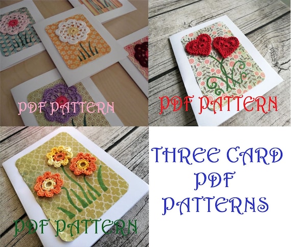 Crochet Flower Cards PDF Patterns | Etsy