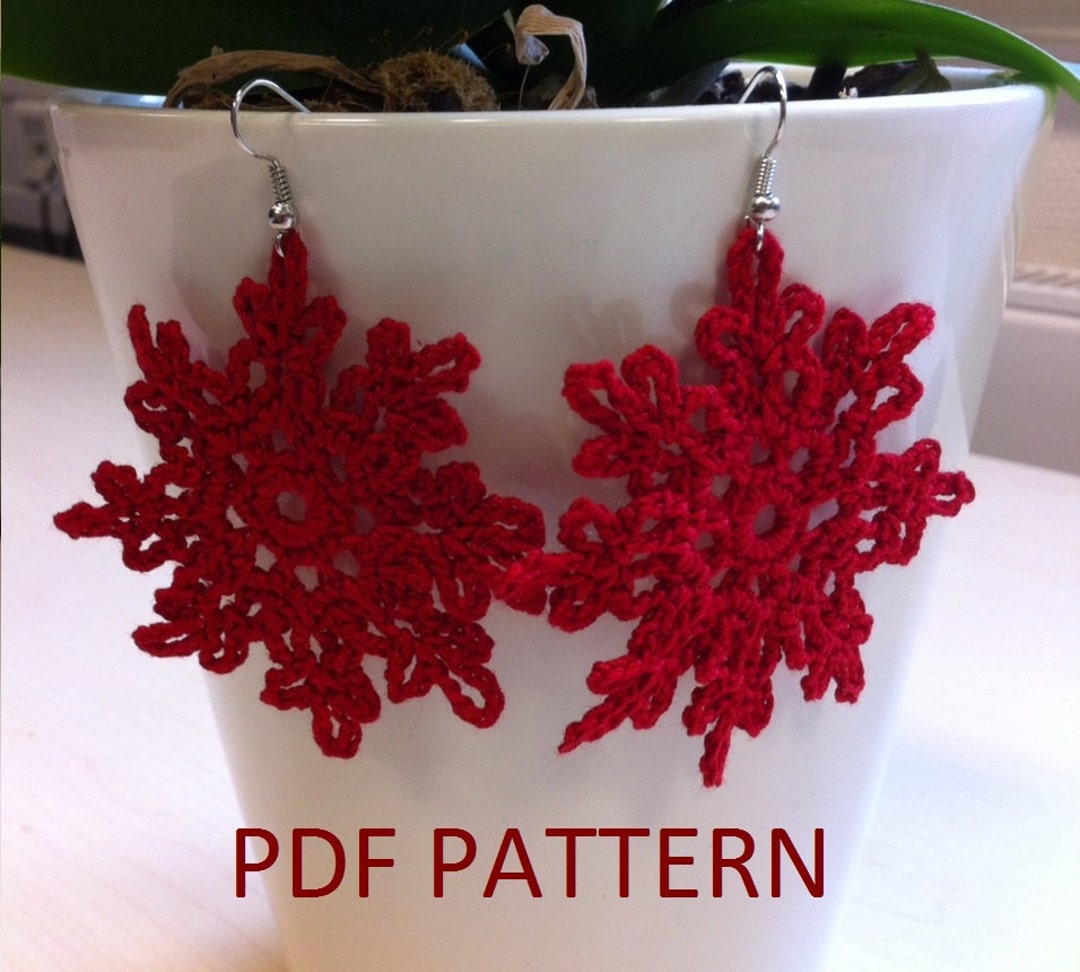 Crochet Snowflake Earrings PDF Pattern Paris - Etsy