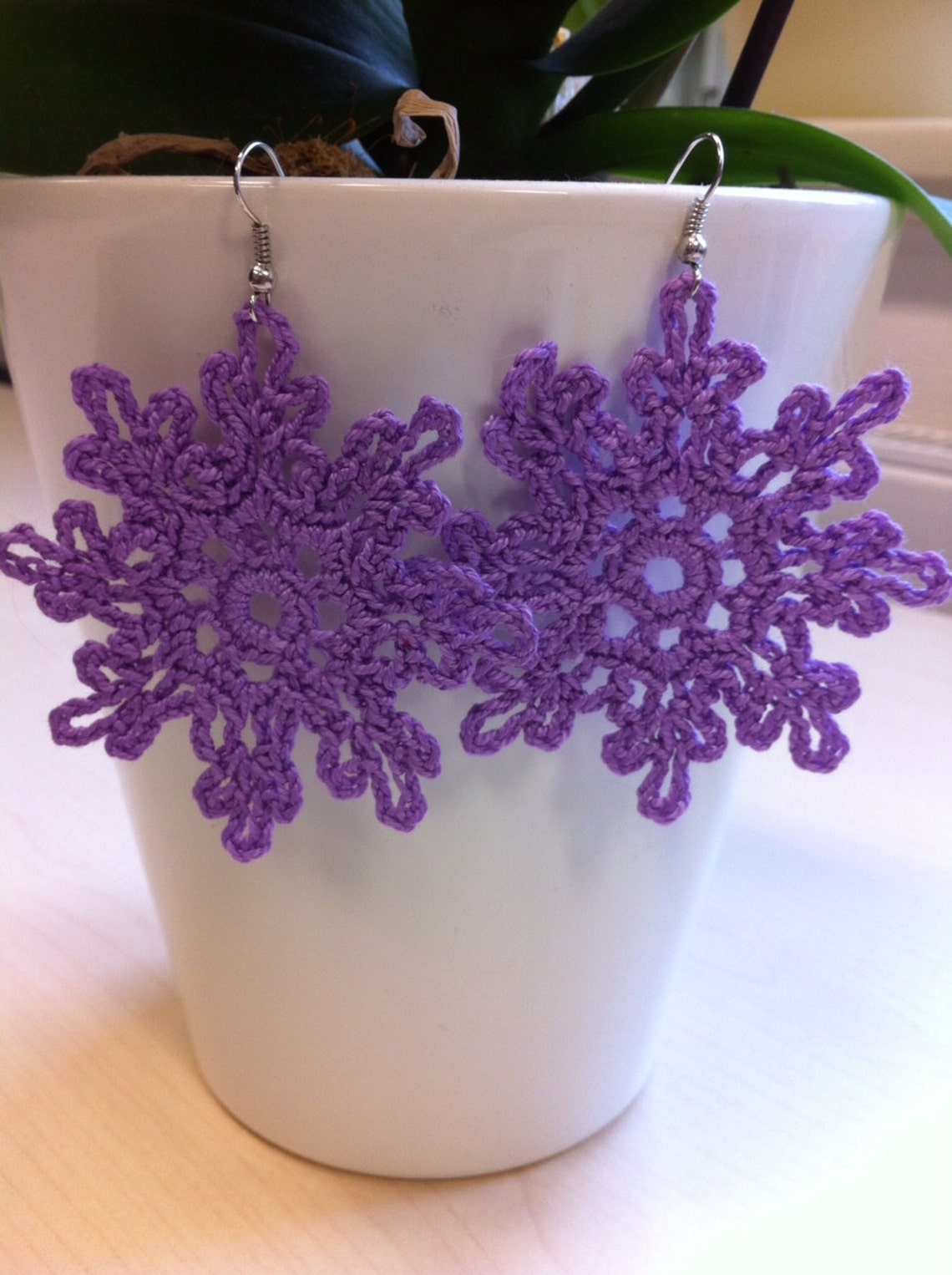 Crochet Snowflake Earrings PDF Pattern Paris - Etsy
