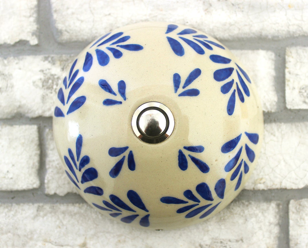 Ceramic Doorbell Button, Hand Drawn Design, Handmade Door Bell Push ...