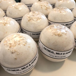Oatmeal Bath Bomb, Sweet Milk Honey, Large Handmade Jumbo Bath Fizzy ...