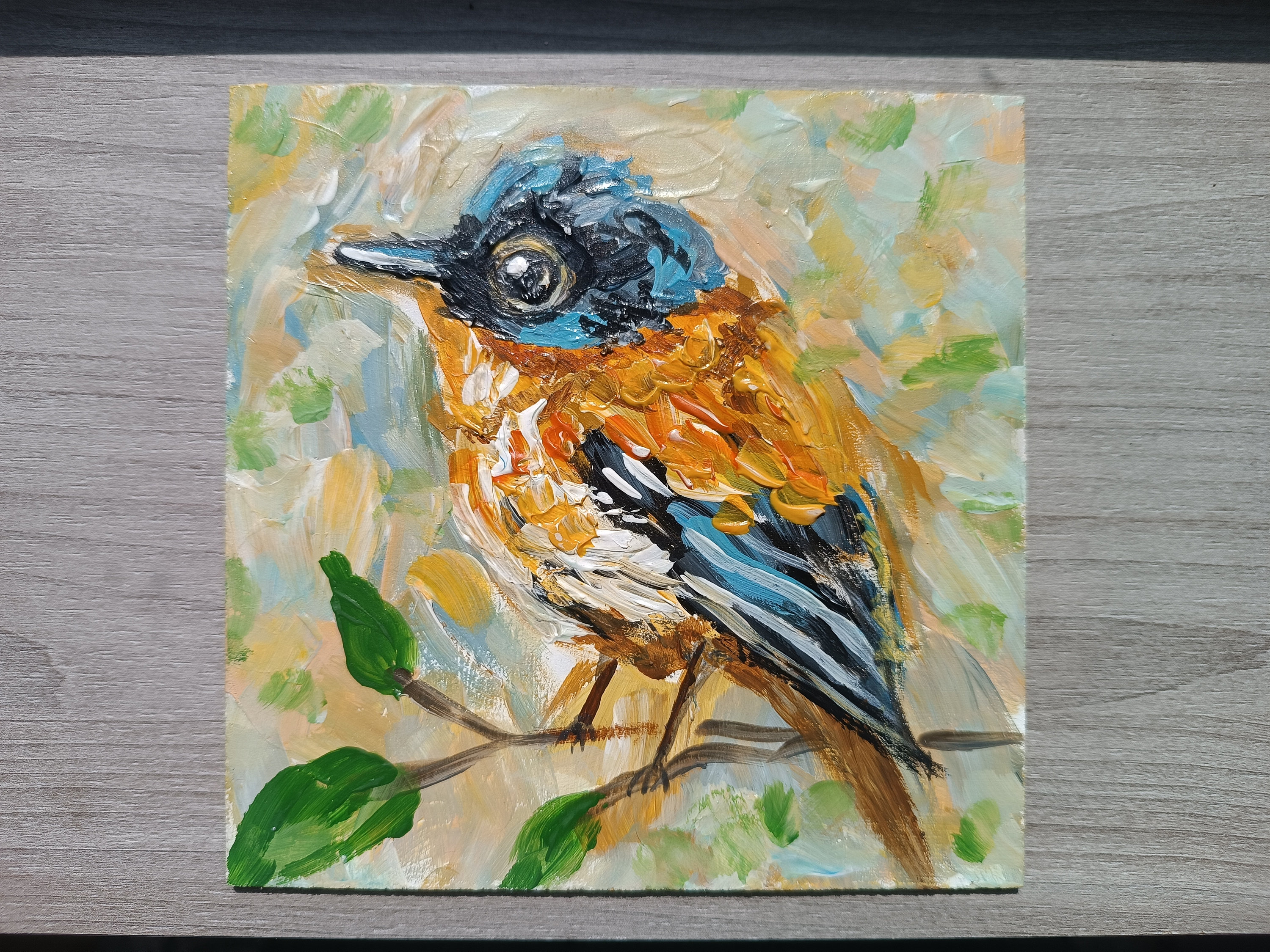 Small Acrylic Painting of a Bird - Perfect for a Desk or Shelf ...
