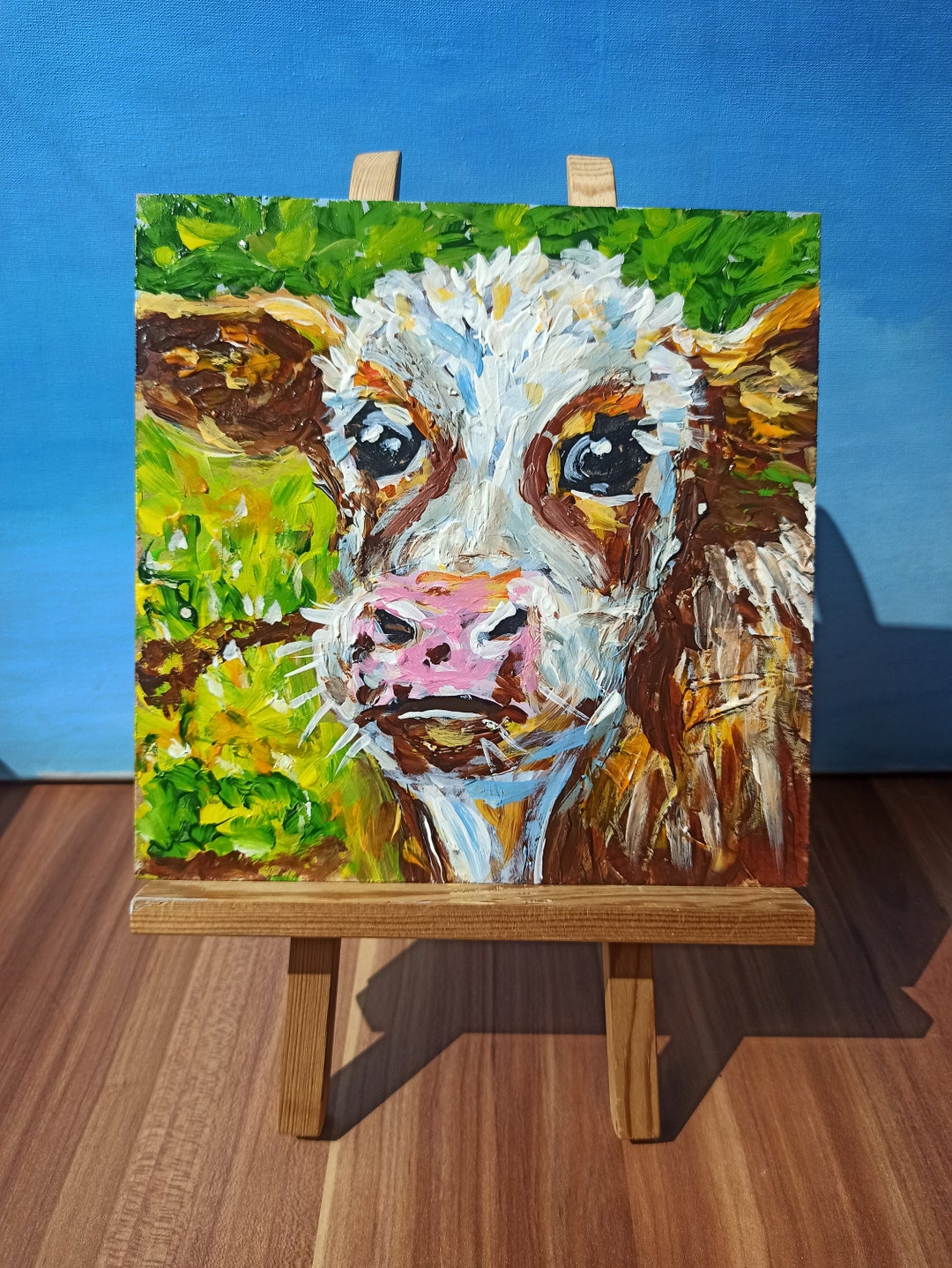 Cow Painting, Original Acrylic Painting, Animal Art Wall Decor, Cute ...