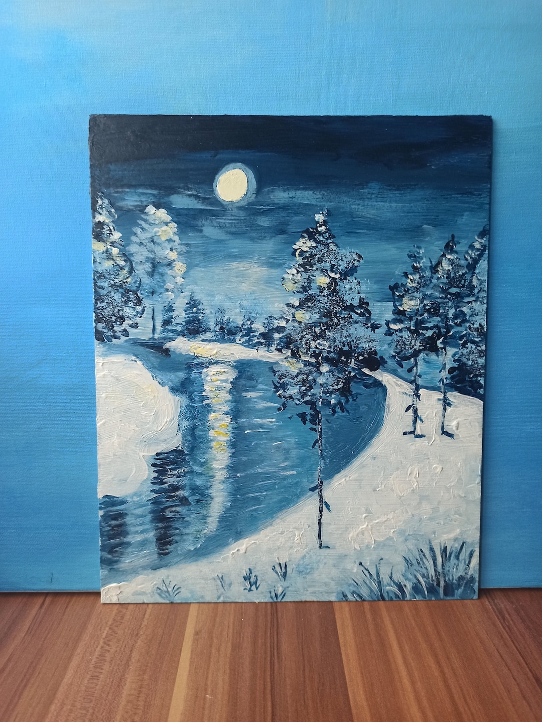 Acrylic Winter Forest, Snow Forest Painting, Original Acrylic Winter ...