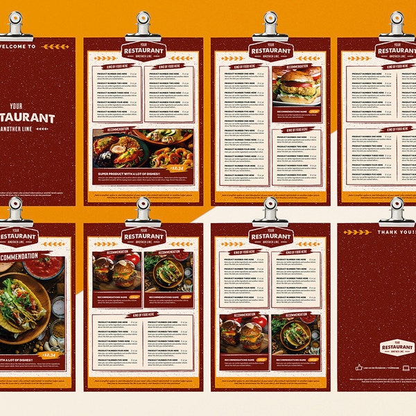 Restaurant Menu Template Illustrator - Etsy