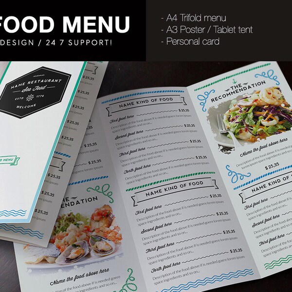 Restaurant Menu Template Illustrator - Etsy