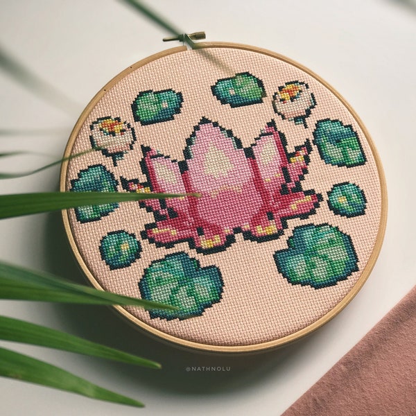 Lotus Cross Stitch - Etsy UK