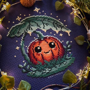 Pumpkin Cozy Halloween Night Cross Stitch Pattern PDF - Instant ...