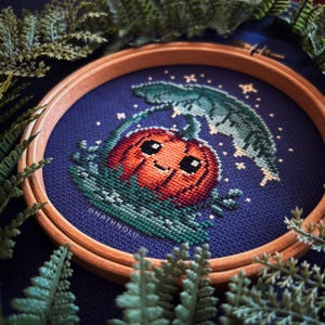 Pumpkin Cozy Halloween Night Cross Stitch Pattern PDF - Instant ...