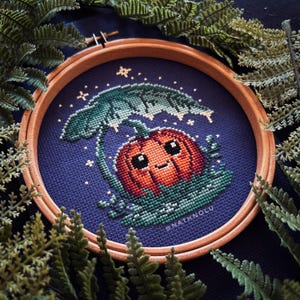 Pumpkin Cozy Halloween Night Cross Stitch Pattern PDF - Instant ...