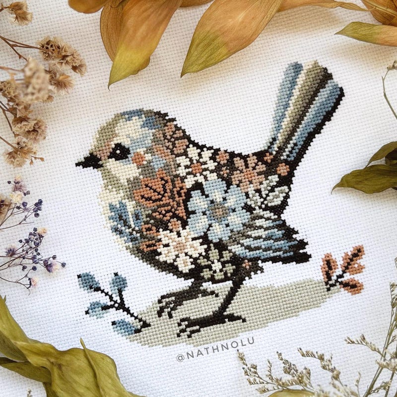 Cross Stitch Bird Winter - Etsy