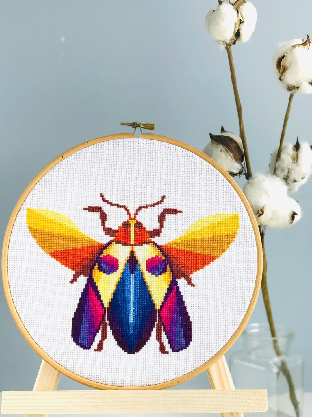 Geometric Bug Cross Stitch Pattern PDF, Insect Cross Stitch Pattern ...