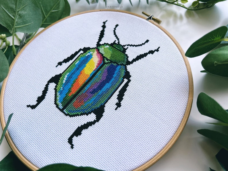 Rainbow Beetle Cross Stitch Pattern PDF Modern Bug Cross - Etsy