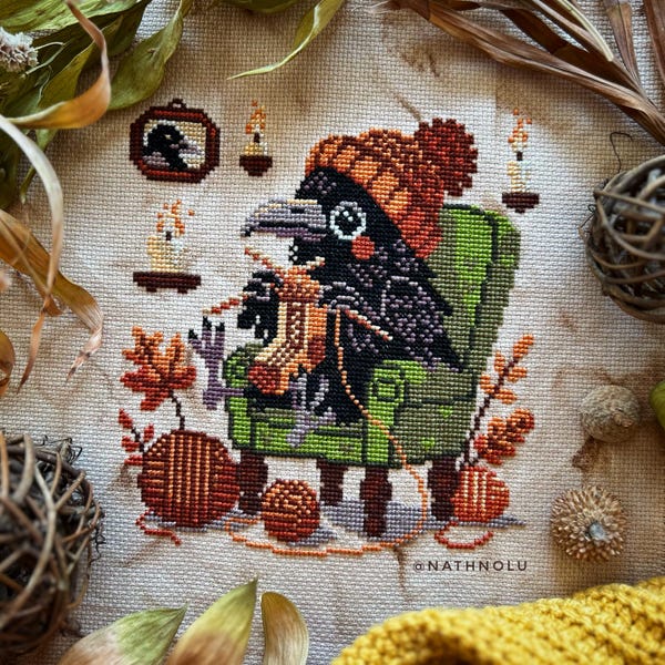 Raven Cross Stitch - Etsy