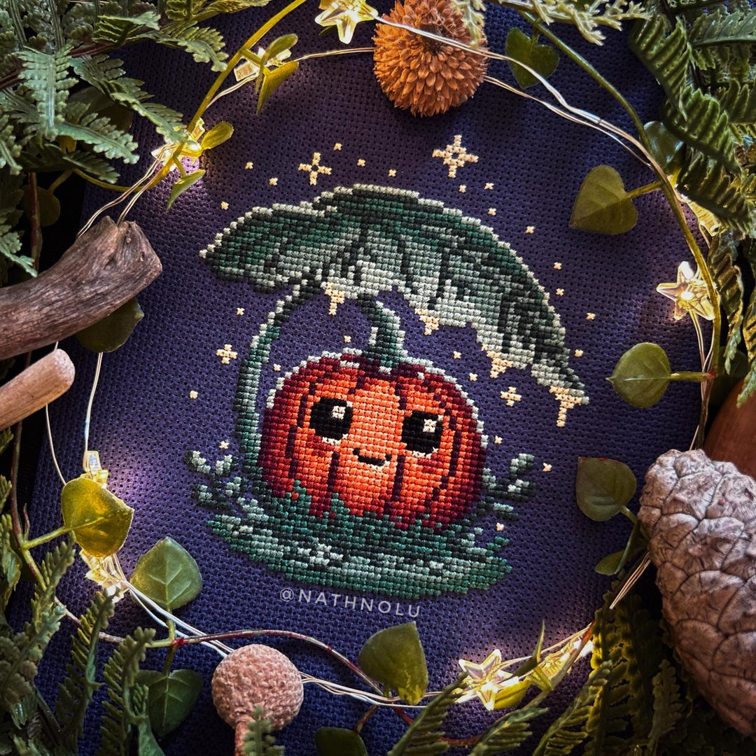 Pumpkin Cozy Halloween Night Cross Stitch Pattern PDF - Instant ...