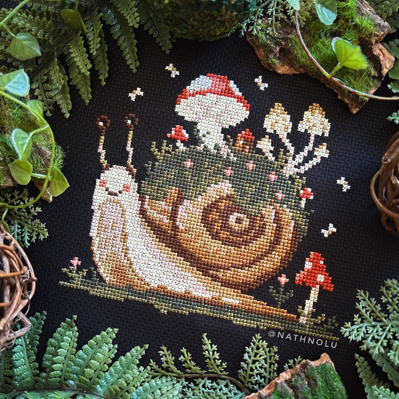 Snail Flower Cross Stitch - Etsy