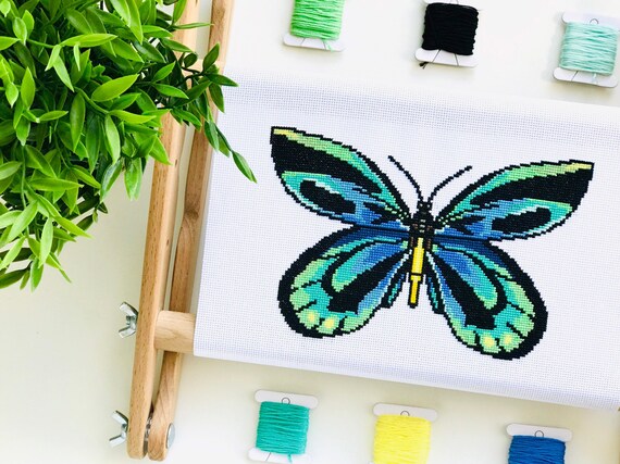 Blue Butterfly Cross Stitch Pattern Insect Modern Cross | Etsy