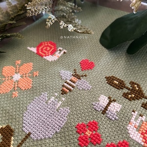 Spring Sampler Primitive Cross Stitch Pattern PDF - Instant Download ...