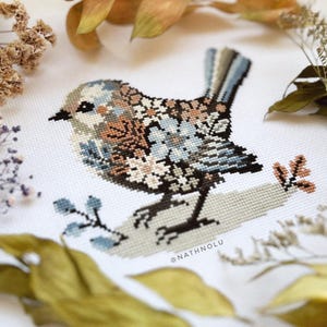 Flower Winter Bird Cross Stitch Pattern PDF - Instant Download, Floral ...