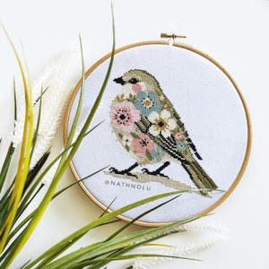 Spring Flower Bird Cross Stitch Pattern PDF - Instant Download, Floral ...