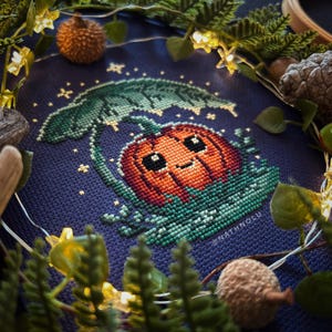 Pumpkin Cozy Halloween Night Cross Stitch Pattern PDF - Instant ...