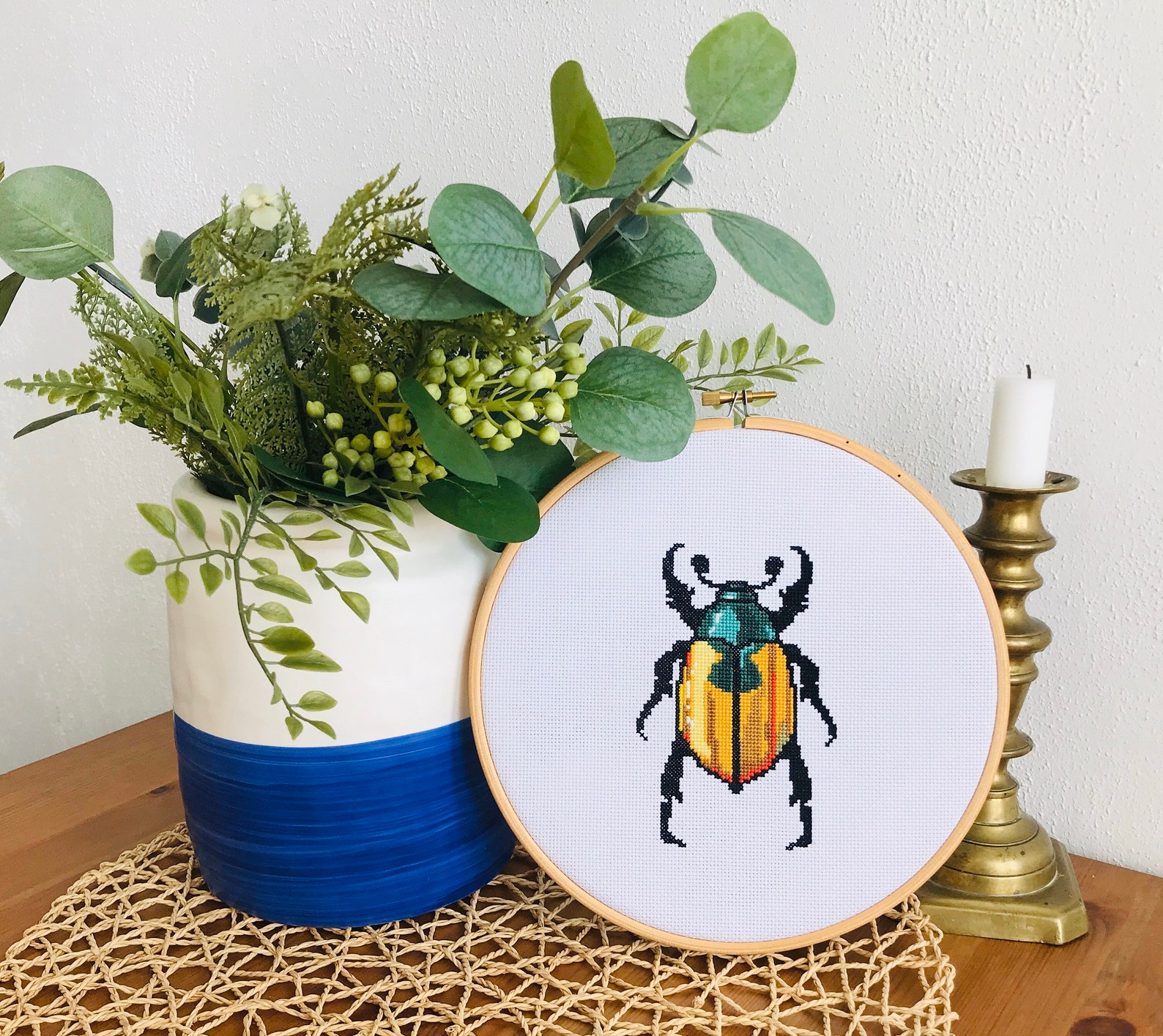 Modern Cross Stitch Pattern Yellow Bug Cross Stitch Pattern | Etsy