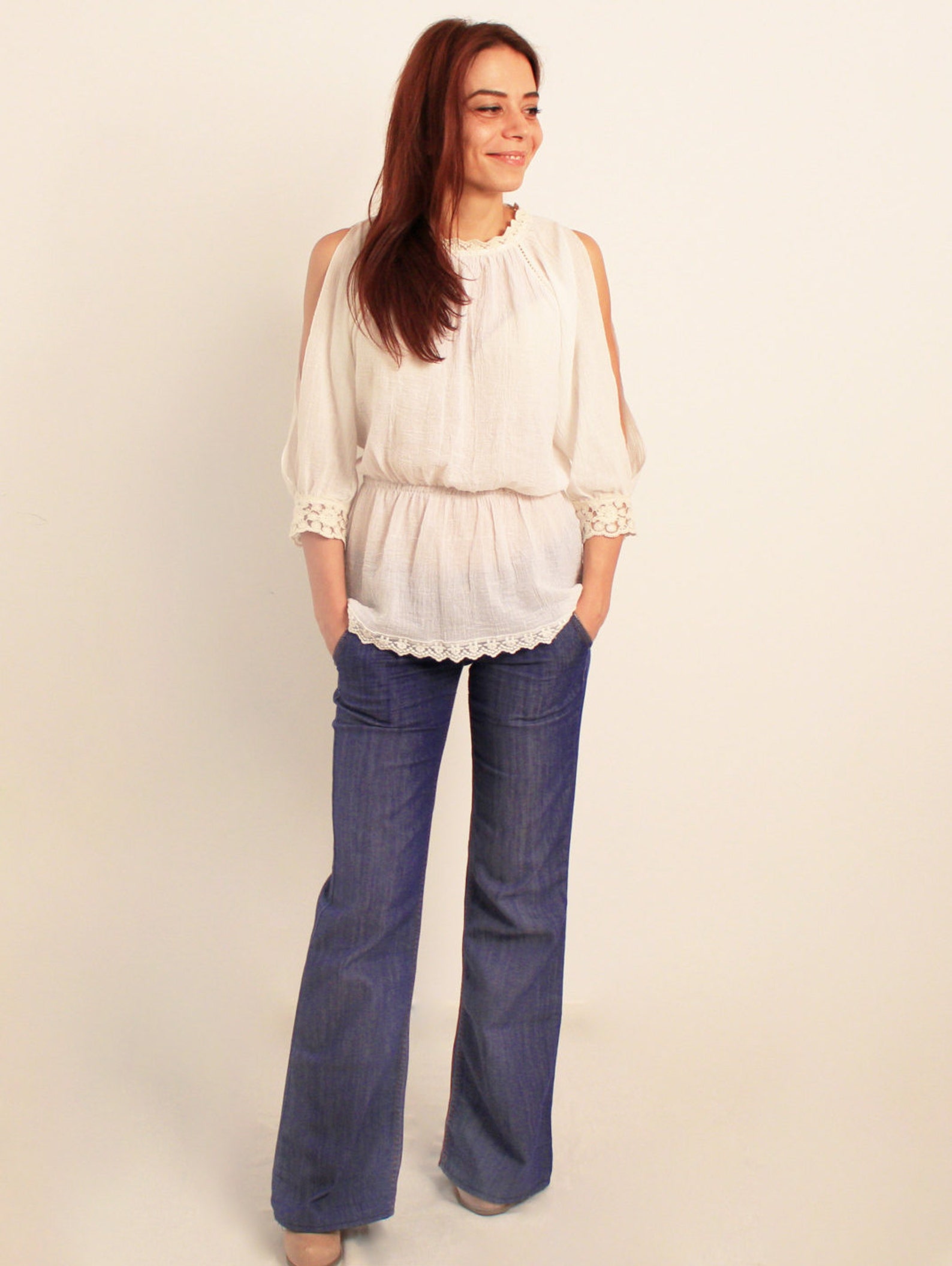 Rustic Cotton Blouse Boho Blouse Bohemian Blouse Medium | Etsy