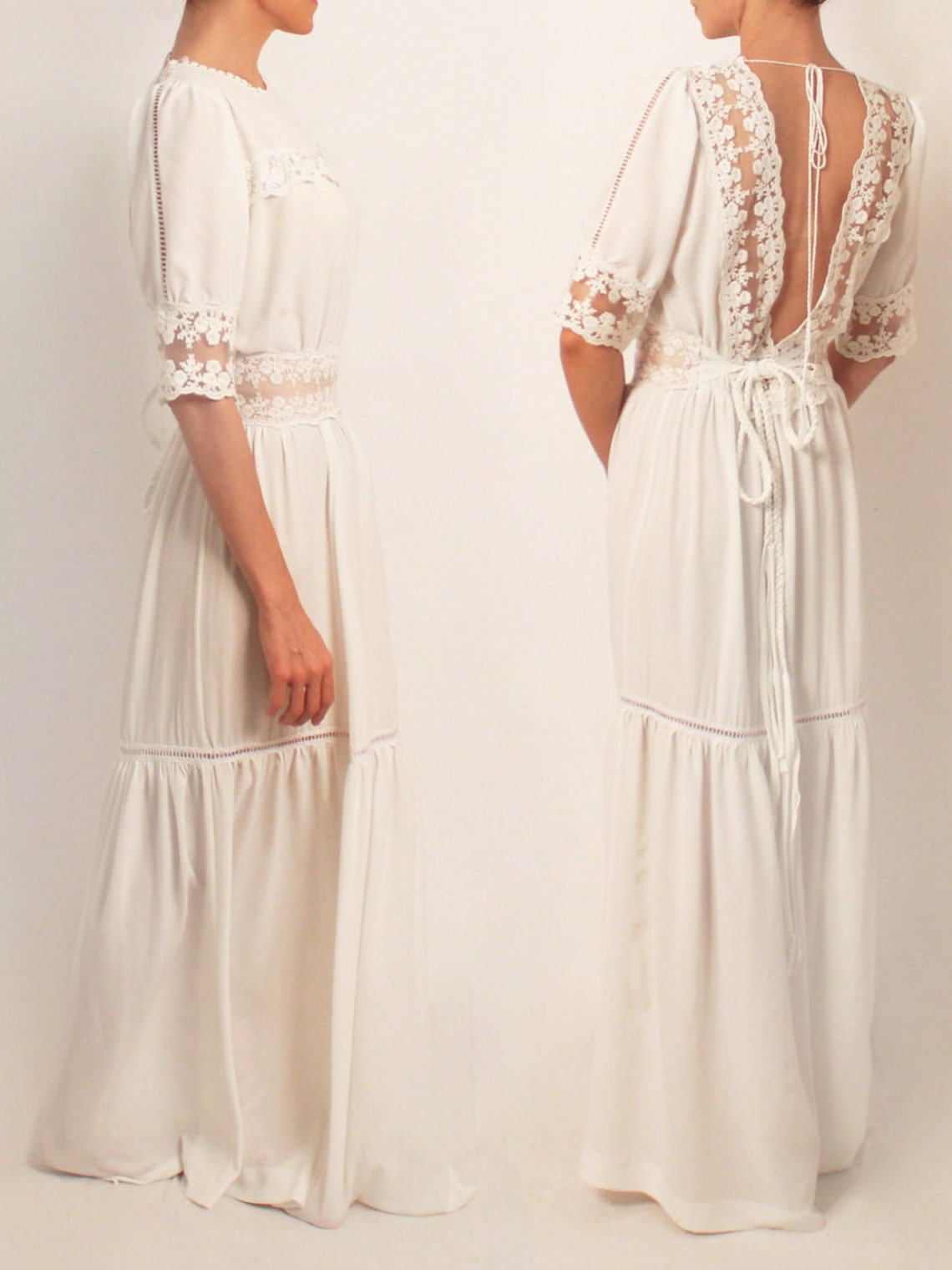 Rustic Wedding Dress Boho Wedding Dress Backless Wedding - Etsy