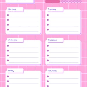 Weekly Planner Printable Retro 80s Style Turquoise, Peach, Lilac and ...