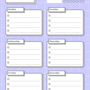 Weekly Planner Printable Retro 80s Style Turquoise, Peach, Lilac and ...