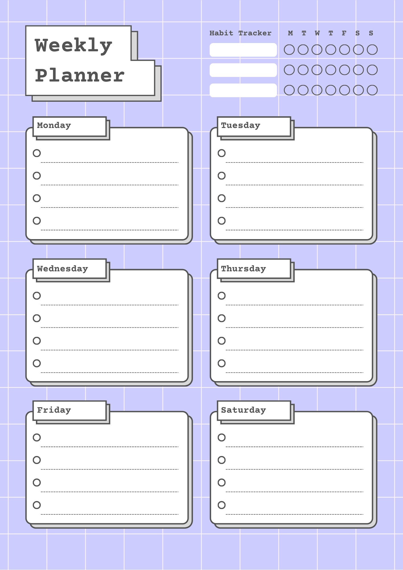 Weekly Planner Printable Retro 80s Style Turquoise, Peach, Lilac and ...