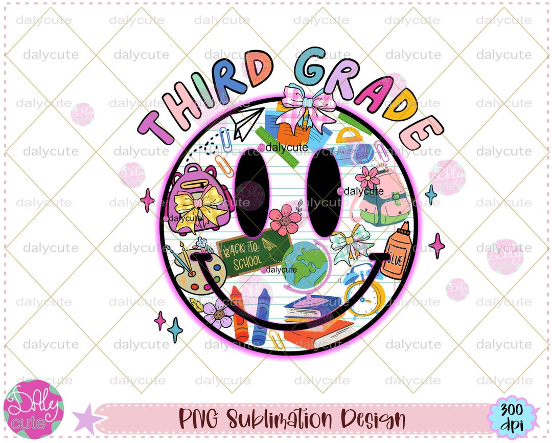 Third Grade PNG, Back to School Png, 3rd Grade Png, Retro Teacher ...
